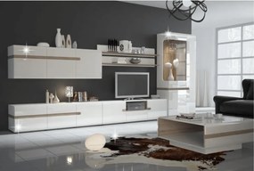 Komoda, bílá extra vysoký lesk HG/dub sonoma truflový, LYNATET 40