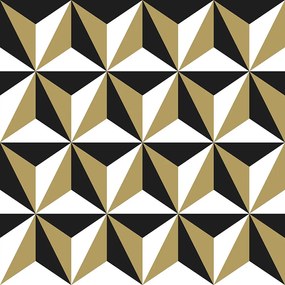 3d tapeta na zeď, hvězdicový geometrický vzor 139118, Black & White, Esta