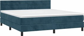 Box spring postel s matrací a LED tmavě modrá 160x200 cm samet 3134475