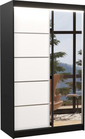ADRK Furniture Posuvná skříň se zrcadlem a LED osvětlením NICEA 120 SW-NIC- B+W-120+L-V048