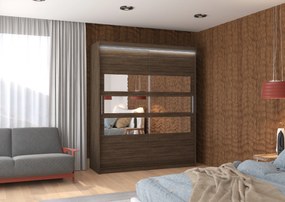 ADRK Furniture Posuvná skříň se zrcadlem a LED osvětlením TOLEDO 180 ADRK-SW-TOL-CH-180