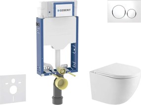 Geberit Kombifix - Set předstěnové instalace, klozetu Oudee a sedátka softclose, tlačítko Sigma20, bílá/chrom SANI15CA3141