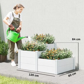 Vyvýšený záhon 3-stupňový stohovatelný zahradní záhon s otevřenou základnou, modulární bylinkový záhon DIY montážní plast