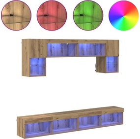 TV nástěnné jednotky s LED 6 ks Artisanový dub Kompozitní dřevo 3402963
