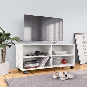 TV stolek s kolečky bílý 90 x 35 x 35 cm dřevotříska