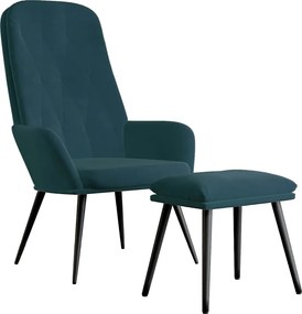 Relaxační křeslo s podnožkou modré samet 3097629