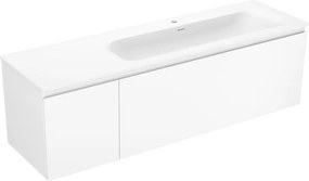 Mexen Orio, koupelnová skříňka 160 cm s pravým umyvadlem Vela, 1S, 1D, bílá matná, 91A13-16047-3-BBFF01-W23P01