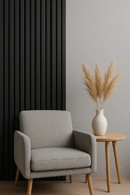 3D Dřevěné lamely na zeď na filci 255x46cm - ČERNÉ
