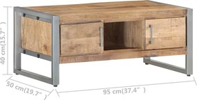 Konferenční stolek 95 x 50 x 40 cm hrubé mangovníkové dřevo 323489