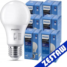 6x stmívatelná LED žárovka E27 8W 806lm 5CCT CorePro 2700K - 6500K