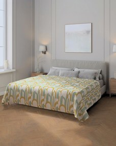 Přehoz na postel 220x260 cm barva zelená látka pletený vzor, vzorované