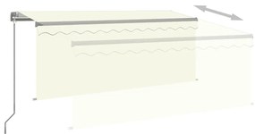 Ručně zatahovací markýza s roletou a LED 3,5 x 2,5 m krémová,  3069402