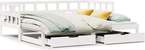 Válenda s přistýlkou a zásuvkami bez matrace bílá 90x200 cm 3302202