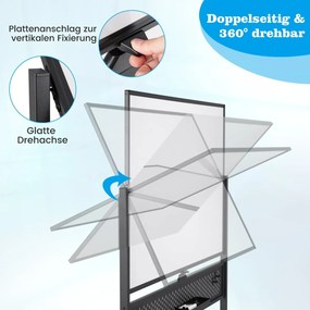 Costway Oboustranná mobilní tabule s kolíčkem, kolečky a stojanem – 120 × 90 cm