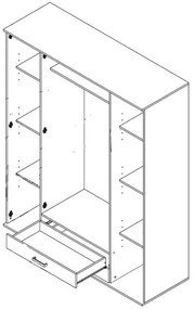 Šatní skříň Laurie, 159 cm, grafit/dub