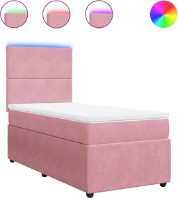 Box spring postel s matrací růžová 100x200 cm samet 3294561