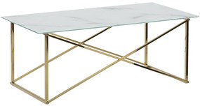 Konferenční stolek s mramorovým efektem bílý/zlatý EMPORIA Beliani