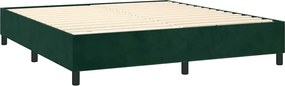 Box spring postel s matrací a LED tmavě zelená 160x200 cm samet 3136194