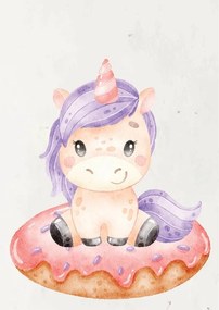 Plakát Jednorožčí holčička na donutu