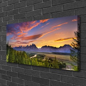 Obraz na plátně Hora Les Slunce Příroda 120x60 cm