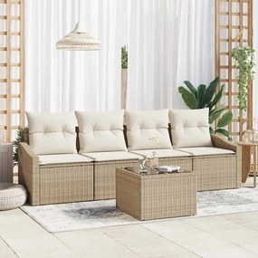 Set pohovek 5 ks Béžová a krémová polyratan 3346591