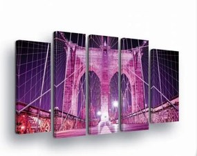 Obraz 150x100 Noční most městská krajina purpurové světlo New York