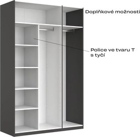 Skříň 3dv bez zrcadel série N, grafit Dominika