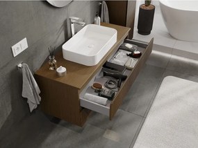 Mexen Rivel, koupelnová skříňka 120 cm s horní deskou, 2 zásuvky, drážkovaná, ořech, 91A20-12047-2-BFFC86