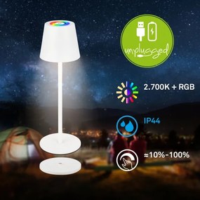Briloner 7517016 - LED RGB Stm stolní lampa CILANO 3W/5V IP44 2000 mAh bílá