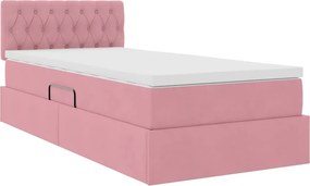 Postel s úložným prostorem s čelo Růžová 90 x 200 cm samet 3370796
