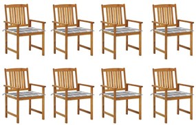 Zahradní židle s poduškami 8 ks masivní akáciové dřevo,  3078180