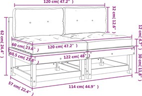 vidaXL Středové pohovky s poduškami 2 ks impregnované borové dřevo [825457] Barva: Medově hnědá borovice