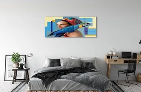 akrylový obraz Papoušek na rameni 120x60 cm