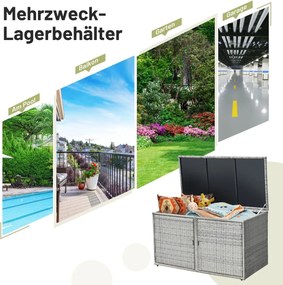 Costway Ratanový terasový box s objemem 335 l – 115 × 60 × 65 cm, šedá