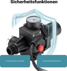 Tlakový spínač pro domácí vodárnu Wiltec SKD-3 – 230 V, 10 bar, černá (51248)