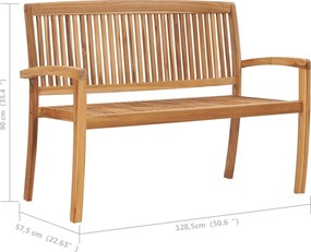 vidaXL Stohovatelná zahradní lavice s poduškou 128,5 cm masivní teak [3063279] Barva: Vzor šedá kostka