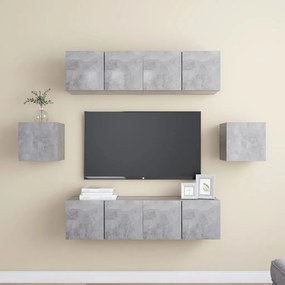 6dílný set TV skříněk betonově šedý kompozitní dřevo 3079102