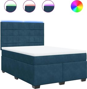 Box spring postel s matrací modrá 140 x 200 cm samet 3293234