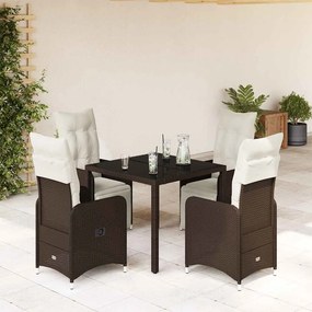 5dílný zahradní bistro set s poduškami hnědý polyratan 3277188