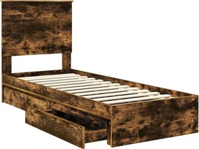 Postel s úložným prostorem se zásuvkou Kouřový dub 75 x 190 cm 3411261
