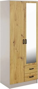 Skříň se zrcadlem 2D2S kašmír / dub artisan Kami