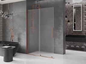 Mexen Velar sprchová stěna posuvná Walk-in 160 x 200 cm, matné 8 mm, růžové zlato - 871-160-000-33-60