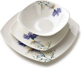 Porcelánová jídelní sada LEA Cornflower 18 ks bílá/modrá