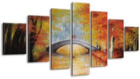 Gario Ručně malovaný obraz Po podzimním mostě - 7 dílný Rozměry: 210 x 100 cm