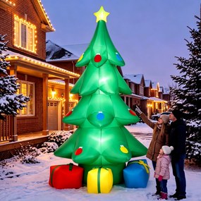 Outsunny Nafukovací vánoční strom 300 cm s LED světlem RGB hvězda, dárkové krabice, XXL IP44 voděodolný pro vánoční oslavy