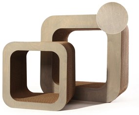 Set CUBE Maxi+Medium se dřevem Hloubka škrabadla: 50 cm, Barva: Šedá