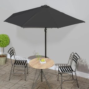 vidaXL Marketos Slunečník na balkon hliníková tyč černý 300x155x223 cm půlkruh
