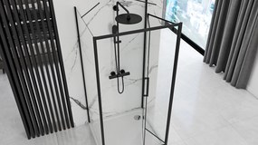 Rea Rapid Fold, 3-stěnný sprchový kout se skládacími dveřmi 80 (dveře) x 100 (stěna) x 195 cm, 4mm čiré sklo, černý profil, KPL-09912