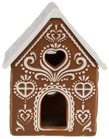 Porcelánový svícen perníková chaloupka Gingerbread House - 7*6*9 cm