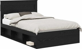 Rám postele s čelo Černá 135 x 190 cm Masivní borové dřevo 3409768